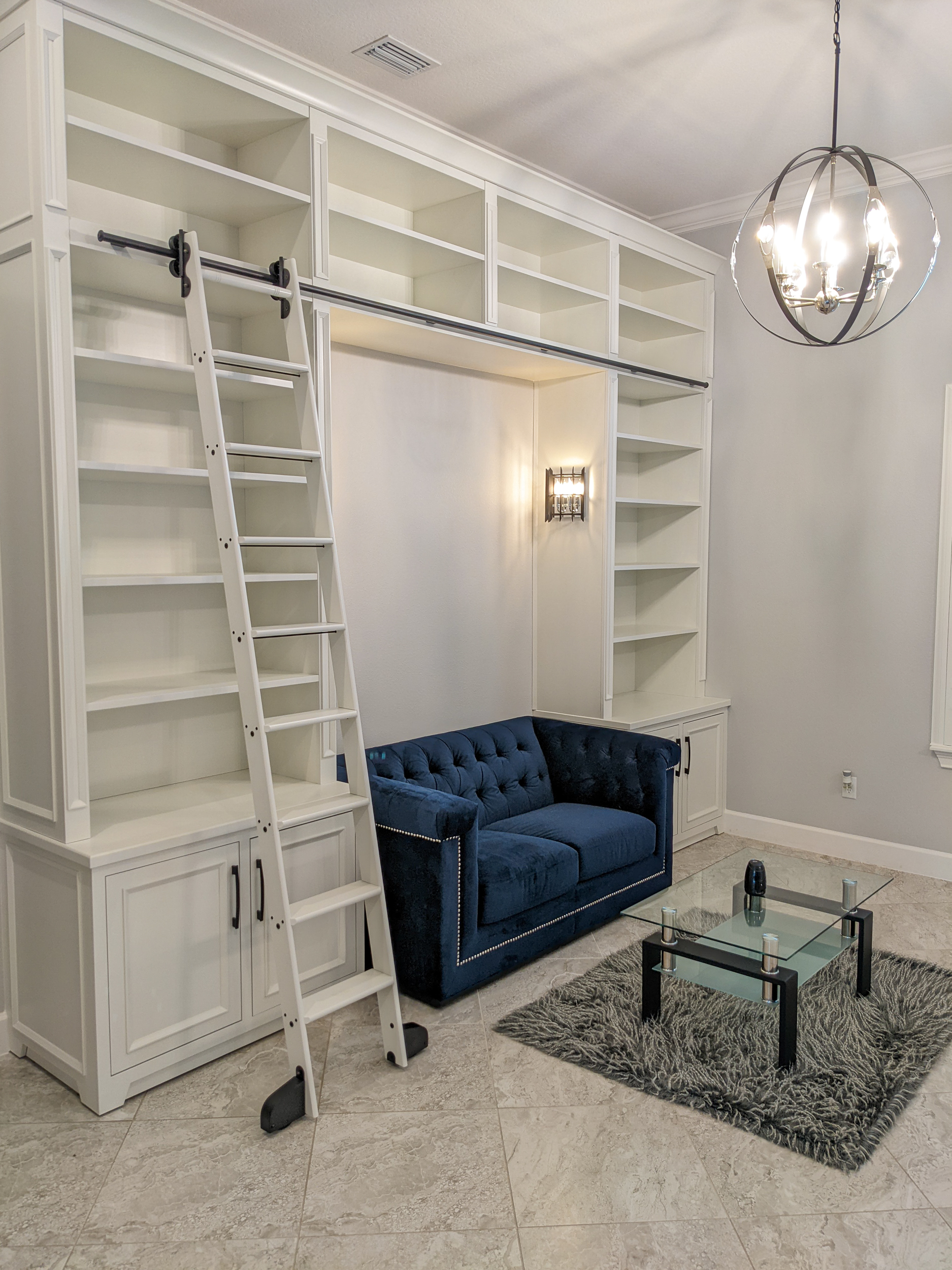 Bookcase with Rolling Library Ladder – Syzygy Woodworks