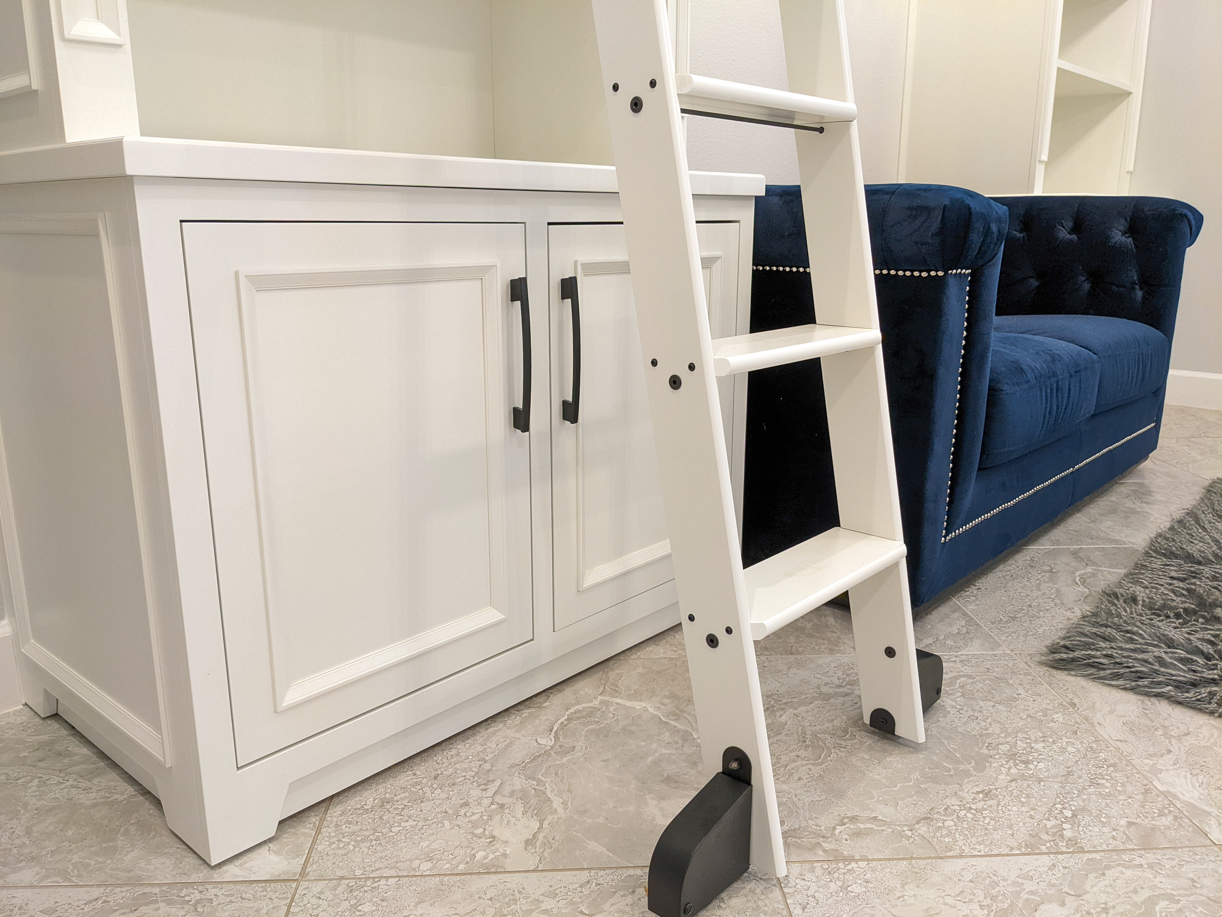 Bookcase with Rolling Library Ladder – Syzygy Woodworks